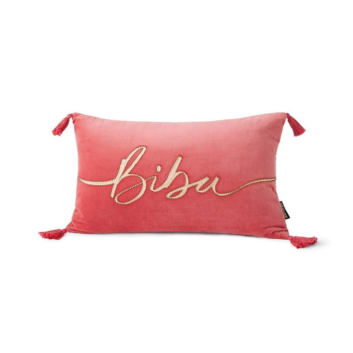 Biba | Biba Embellished Script Cushion | Mineral Red | FRASERS
