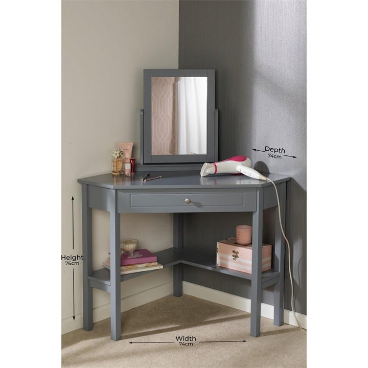Homelife | Homelife Corner Dressing Table/Desk with Mirror | Grey | FRASERS