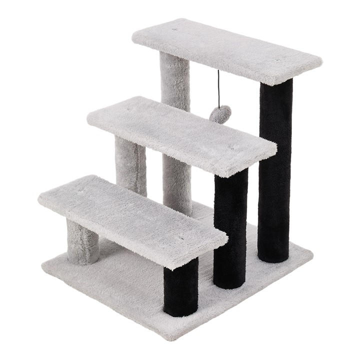 KIDKID | Pet Stairs Cat Tree with 3-step Climb Ladder | Grey, Black ...