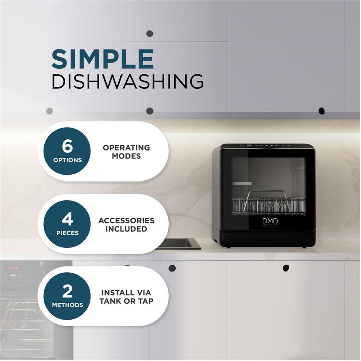 DMD Collective | Mini Tabletop Dishwasher 5L Builtin Water Tank | Black ...