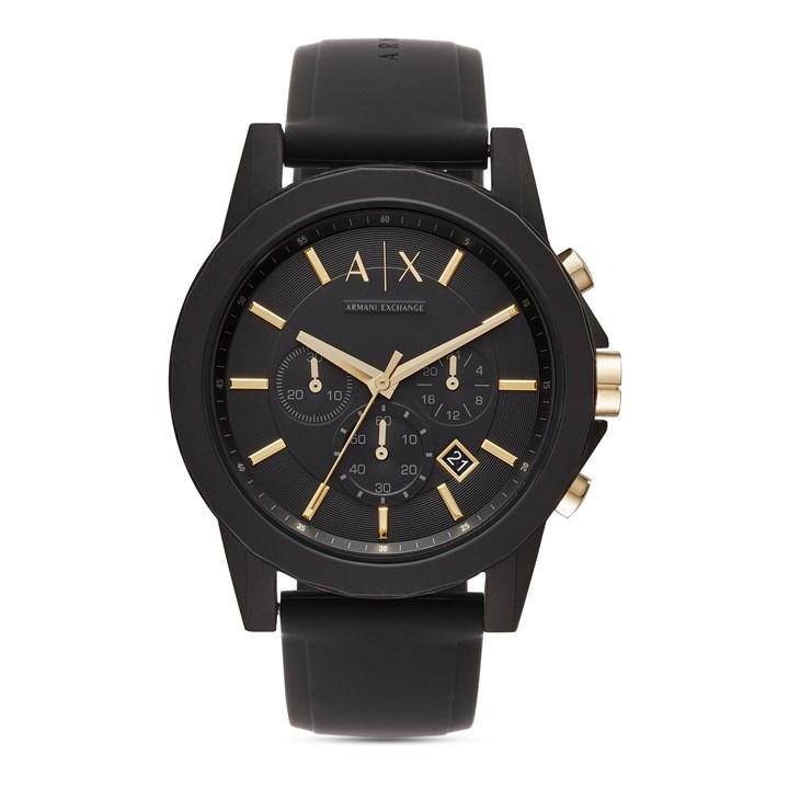 Armani Exchange | Armani Exchange Chronograph Black Silicone Watch and ...