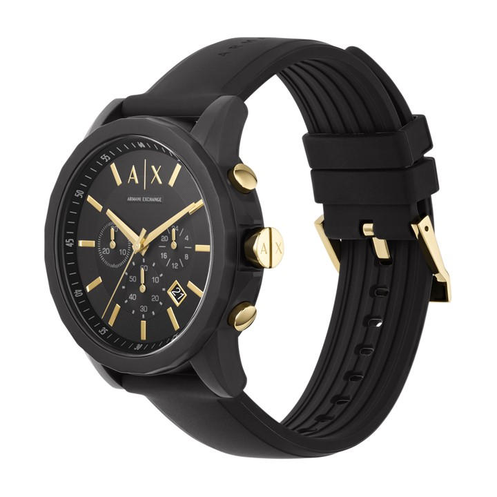 Armani Exchange | Armani Exchange Chronograph Black Silicone Watch and ...