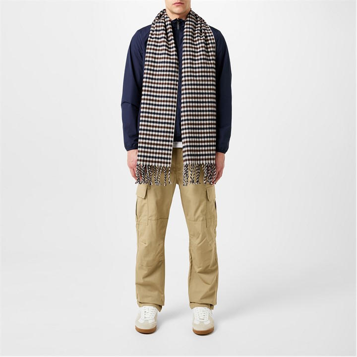 AQUASCUTUM | Check Knit Scarf | Beige | FRASERS