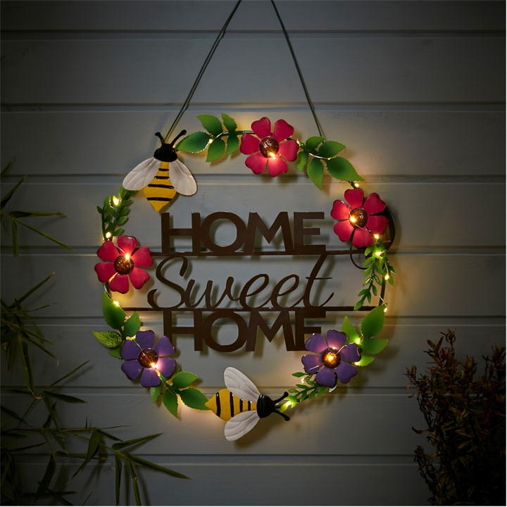 Linea | Solar Welcome Hanging Sign with Bees and Flowers | Multi | FRASERS