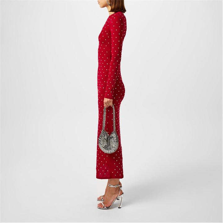 RABANNE | Crystal Embellished Maxi Dress | Scarlet Red | FRASERS