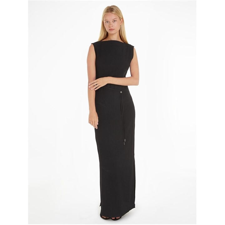 CALVIN KLEIN | Crinkled Maxi Shift Dress | Ck Black | FRASERS